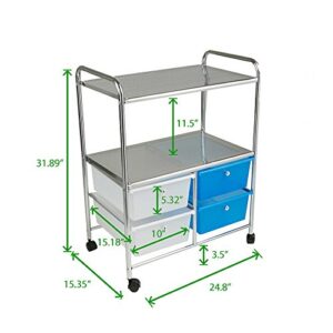 Mind Reader Rolling Utility Cart, 25 Inch, Silver 4 Drawer