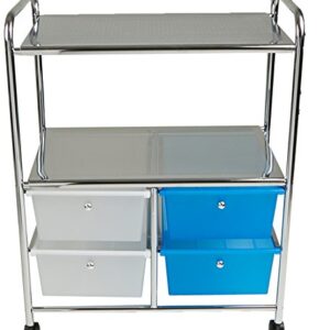 Mind Reader Rolling Utility Cart, 25 Inch, Silver 4 Drawer