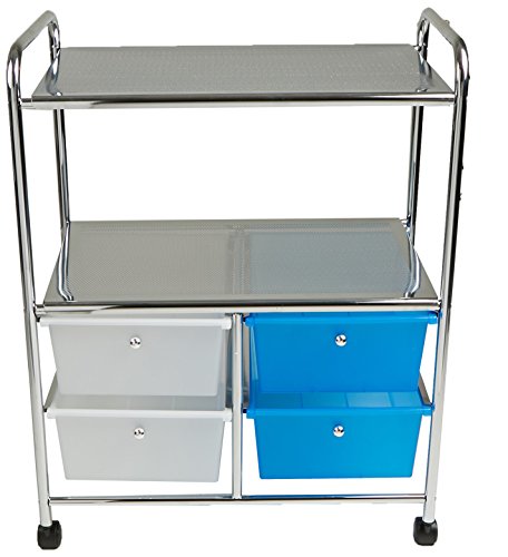 Mind Reader Rolling Utility Cart, 25 Inch, Silver 4 Drawer