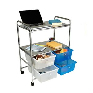 Mind Reader Rolling Utility Cart, 25 Inch, Silver 4 Drawer