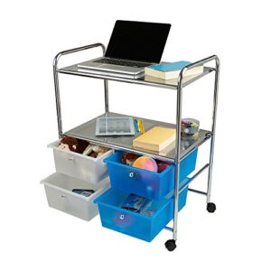 Mind Reader Rolling Utility Cart, 25 Inch, Silver 4 Drawer