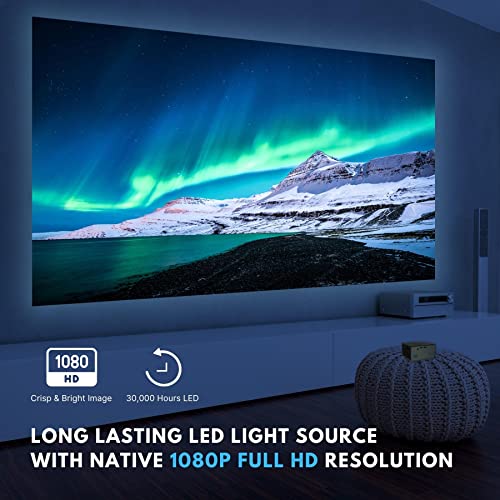 AAXA P400 Native 1080p Short Throw Mini Projector with 2 Hour Battery, Onboard Media Player, HDMI/USB/microSD Inputs, LCoS LED Portable Projector for Business and Home Theater Movies (Renewed)