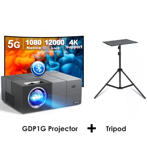 YOWHICK GDP1G 12000L WiFi Bluetooth Projector and Projector Tripod Stand Bundle