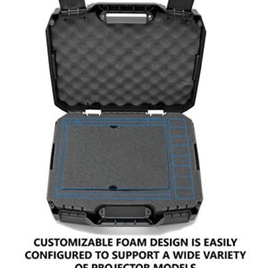 CASEMATIX Hard Shell Projector Travel Case Compatible with Epson VS250 SVGA, VS350 XGA, VS355 WXGA Projectors with HDMI Cable and Remote in Custom Foam Compartments, Case Only