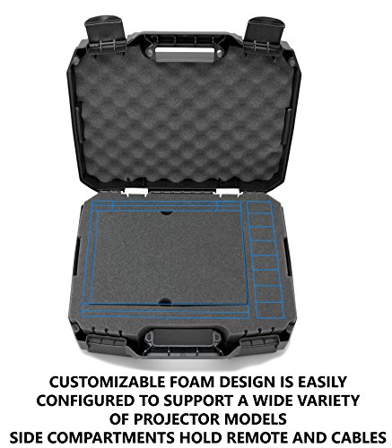 CASEMATIX Hard Shell Projector Travel Case Compatible with Epson VS250 SVGA, VS350 XGA, VS355 WXGA Projectors with HDMI Cable and Remote in Custom Foam Compartments, Case Only