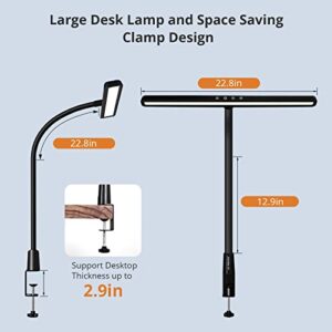 Meisoda LED Desk Lamp, 24W Architect Clamp Desk Lamp for Home Office, Desk Lamp for Computer and Reading with Auto Dimming, Timmer and Touch Control, 5 Color Temperature, 5 Dimmable Brightness Levels