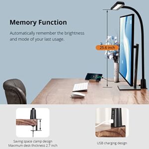 Meisoda LED Desk Lamp, 24W Architect Clamp Desk Lamp for Home Office, Desk Lamp for Computer and Reading with Auto Dimming, Timmer and Touch Control, 5 Color Temperature, 5 Dimmable Brightness Levels