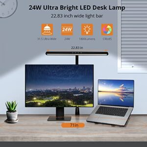 Meisoda LED Desk Lamp, 24W Architect Clamp Desk Lamp for Home Office, Desk Lamp for Computer and Reading with Auto Dimming, Timmer and Touch Control, 5 Color Temperature, 5 Dimmable Brightness Levels