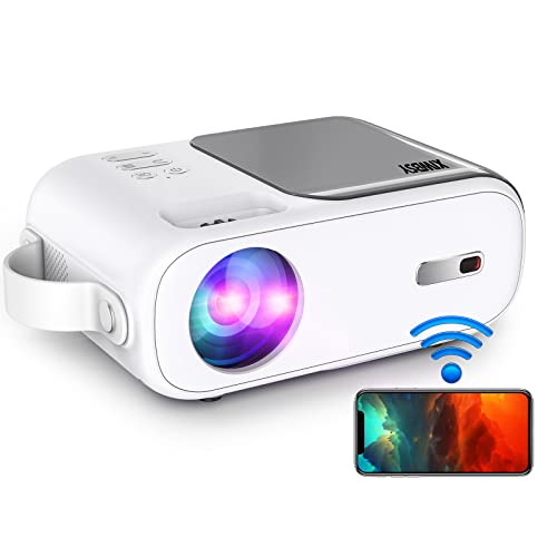 XIWBSY Mini Projector with Bluetooth WiFi 720P Projector for Phone Laptop Home Theater Movie with HDMI USB AV Interfaces Remote Control, Portable Projector Great Gift Choice (White)