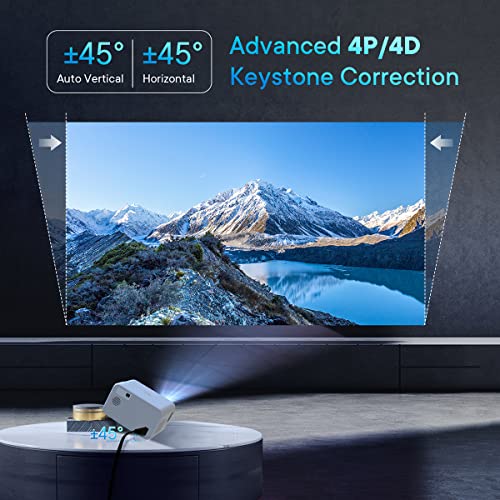 KYASTER Native 1080P Projector,450 ANSI Lumen 4K Supported Mini Projector,4P/4D Keystone Correction,Android 9.0 OS with Build in App Store,5G WiFi Wireless Screencast for iPhone