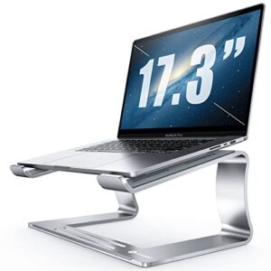 andobil portable laptop stand, [cooling & neck friendly] solid ergonomic ajustable laptop desk stand compatible with 16 inch macbook pro, air, all lap top 10-17.3 inch, silver