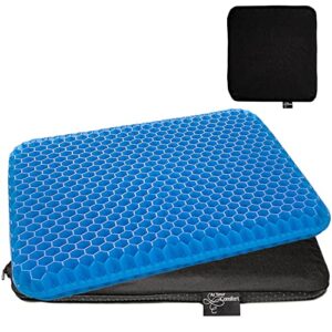 at your comfort gel seat cushion for long sitting – ideal for car seat, office chair, wheelchair – seat cushion for tailbone pain relief, sciatica seat – comfortable, breathable, relieves discomfort