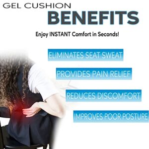 At Your Comfort Gel Seat Cushion for Long Sitting – Ideal for Car Seat, Office Chair, Wheelchair – Seat Cushion for Tailbone Pain Relief, Sciatica Seat – Comfortable, Breathable, Relieves Discomfort