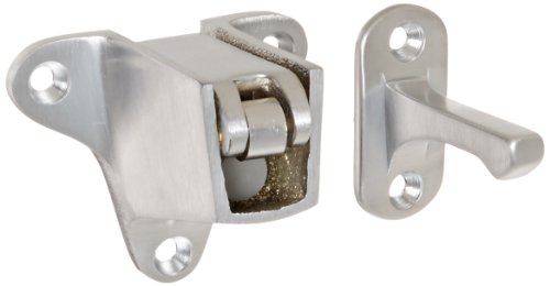 Rockwood 490.26D Brass Wall Mount Automatic Door Holder with Stop, Satin Chrome Plated Finish, 2" Strike Projection, Includes Fasteners for Use with Wood/Metal Doors and Drywall/Masonry Walls