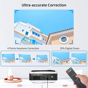 9000L Bluetooth WiFi Projector Native 1080, Full HD Video Projectors Wireless Sync Screen for Smartphones/PC, Outdoor Home Theater Projectors 4D Keystone & Zoom, with HDMI,VGA,USB,AV,Audio Port