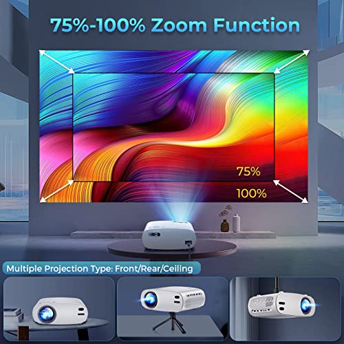 [Upgraded] WiFi Bluetooth Projector 4K Support, 9500L Native 1080P Outdoor Movie Projector for iPhone Andriod, 300" Display Video Projector Compatible TV Stick, Phone, Computer