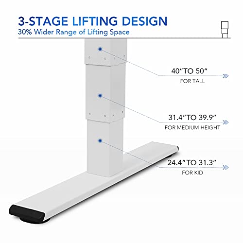 FLEXISPOT 3 Stages Dual Motor Electric Standing Desk 55x28 Inches Whole-Piece Desk Board Height Adjustable Desk Electric Stand Up Desk Sit Stand Desk(White Frame + White Desktop)