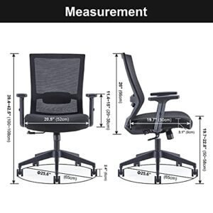 Farini Office Chair, Mid-Back Ergonomic Mesh Chair Executive Swivel Desk Chair with Lumbar Support Adjustable Height Arm (Black)