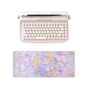 YUNZII ACTTO B303 Retro Bluetooth Typewriter Keyboard (English, Baby Pink),Garden Cats Desk Mat