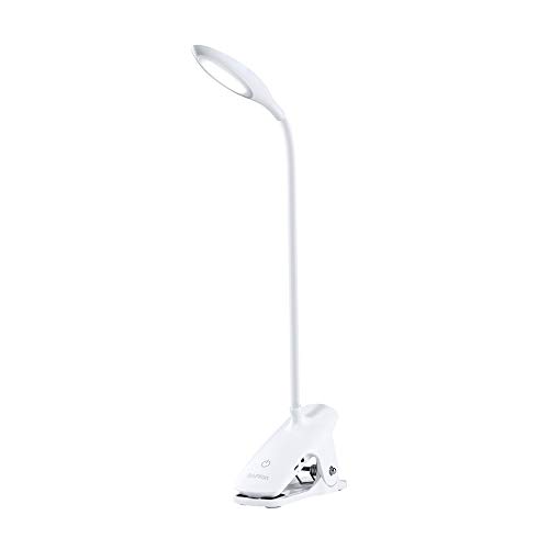 Brivation LED Desk Lamp with USB Charging Port, Clip Lamp for Desk, Portable Eye-Care Desk Light, Flexible Gooseneck USB Rechargeable, 3 Dimming Levels, Touch Control