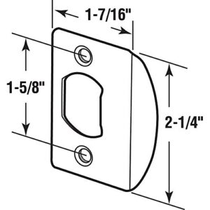 Prime-Line MP2232-5 Standard Latch Strike, 1-5/8 in, Steel, Brass Plated Finish, 5 Piece