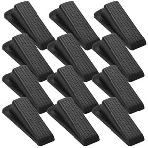 12 pieces door stoppers for bottom of door rubber door stoppers wedge security door stop black door wedge sturdy stackable doorstop for concrete tile carpet heavy duty door wooden floor wall protector