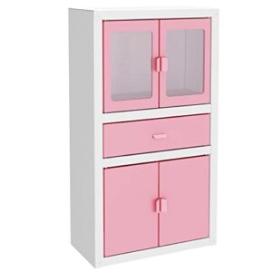 miocasa mini metal locker collectible furniture glass door display cabinet for classroom, school, home, 14.25″ tall x 7.91″ x 3.98″ (pink)