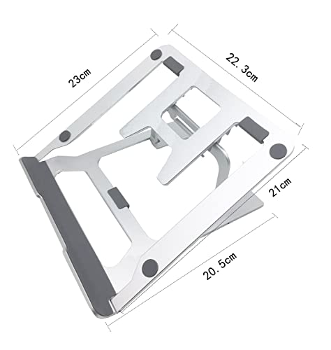 YICOSUN Laptop Stand, Adjustable Ergonomic Portable Aluminum Laptop Holder, Multi-Angle Height Adjustable,Foldable Computer Stand Anti-Slip Laptop Riser Compatible with 9-15.6 inch Laptops, Silvery