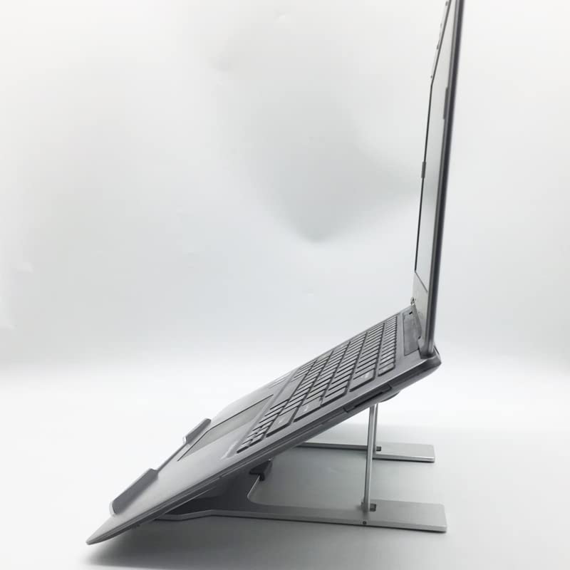 YICOSUN Laptop Stand, Adjustable Ergonomic Portable Aluminum Laptop Holder, Multi-Angle Height Adjustable,Foldable Computer Stand Anti-Slip Laptop Riser Compatible with 9-15.6 inch Laptops, Silvery