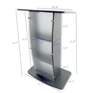 FixtureDisplays® 44.3" Tall Podium for Floor, Curved Frosted Front Acrylic Panel - Dark Grey 19658-GREY