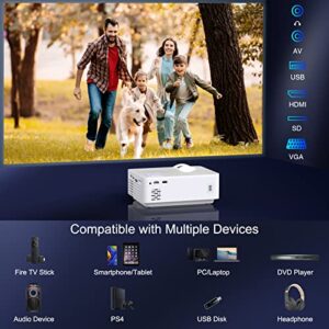 HAPPRUN Projector, Upgrade 7500L Projector with Screen, 1080P Full HD Supported Portable Outdoor Movie Projector, Compatible w/HDMI, VGA, TF, USB, AV, TV Stick, PS5