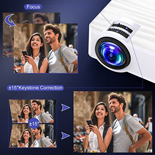 HAPPRUN Projector, Upgrade 7500L Projector with Screen, 1080P Full HD Supported Portable Outdoor Movie Projector, Compatible w/HDMI, VGA, TF, USB, AV, TV Stick, PS5