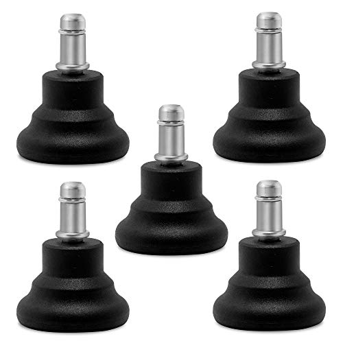 Guildrey Bell Glides Replacement, 7/16” (11mm) Stem Diameter, Fixed Stationary Caster for Office Chair, Low Profile - Set of 5 (Black)