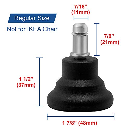 Guildrey Bell Glides Replacement, 7/16” (11mm) Stem Diameter, Fixed Stationary Caster for Office Chair, Low Profile - Set of 5 (Black)