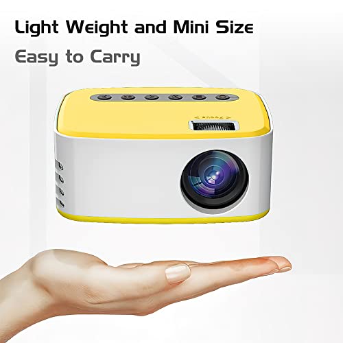 Fuegobird Mini Projector 2022 Upgraded Video Projector, Multimedia Home Theater Movie Projector, Support HD 1080P, Compatible with USB Smartphone, for Home Cinema & Outdoor Movies Yellow