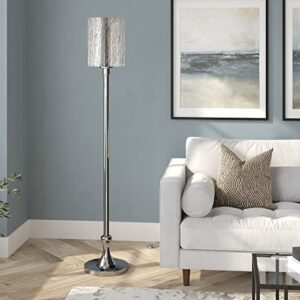 numit 68.75″ tall floor lamp with glass shade in brushed nickel/mercury glass