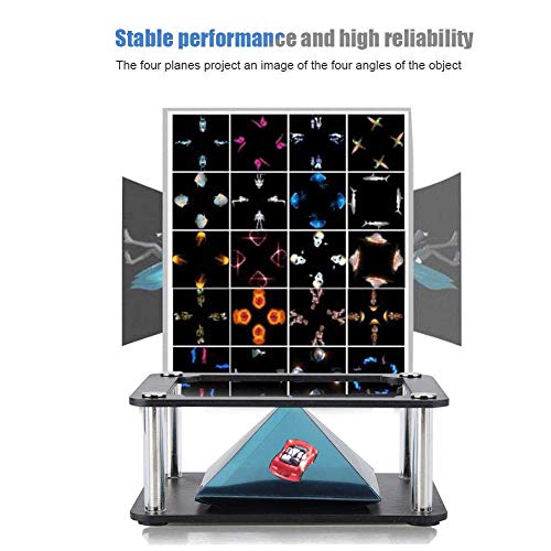 3D Holographic Display Stands,Projector 3.5-6inch Mobile Smartphone Hologram Bracket,360° Images Holographic Display Stands Projector,for Ad Display/Cartoon Interaction/Entertainment/Gift