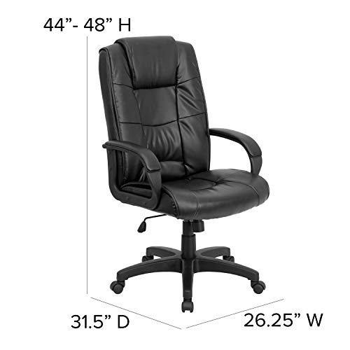 Flash Furniture High Back Black LeatherSoft Executive Swivel Office Chair with Arms