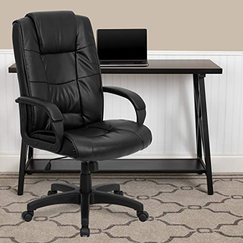 Flash Furniture High Back Black LeatherSoft Executive Swivel Office Chair with Arms