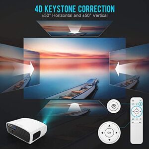 Native 1080P Projector Support 4K Full HD, WiMiUS S1 Top Bright Projector Support 60HZ Fresh Rate, Home & Outdoor Video Projector w/ 4D Keystone & 10W Speaker for iOS, Android, TV Stick