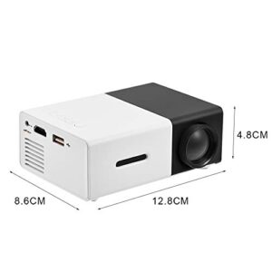 Mini Projector, Built-in Stereo Speaker Portable Multi-Media Home Theater Projector with HDMI/AV/USB Interface 320x240 Resolution(Black-White)