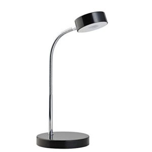 globe electric 12643 energy star integrated led desk lamp, matte black, chrome gooseneck, 5 watts, 250 lumens