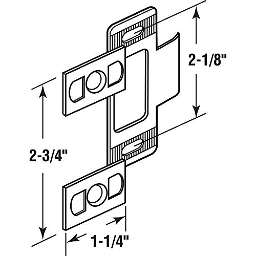 Prime-Line MP9486 Adjustable Door Strike, 2-1/8 inch Hole Spacing, Stamped Steel, Brass Plated, 2 Piece