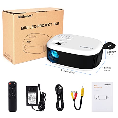 Mini Projector, DIDBYNM 2022 Upgraded Portable Video Projector for iPhone 1080P Supported 4500L- Small Bedroom Phone Projector Compatible with HDMI/USB/AV for Laptop/Android/ PS4/Netflix Stream