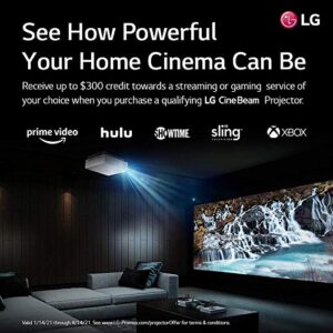 LG HU85LA Ultra Short Throw 4K UHD Laser Smart Home Theater Cinebeam Projector with HDMI Cable, Wire Straps, Surge Protector, Cleaning Set and More