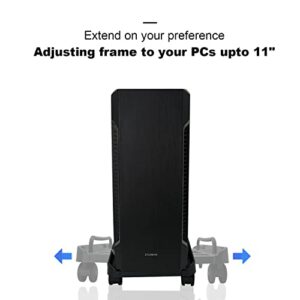 Carrotez [Dstore] Adjustable Desktop Computer Portable CPU Rolling 4 Wheel Stand, CPU Stands for Office, CPU cart for Dorm - Black