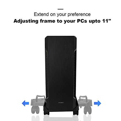 Carrotez [Dstore] Adjustable Desktop Computer Portable CPU Rolling 4 Wheel Stand, CPU Stands for Office, CPU cart for Dorm - Black