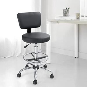 Sophia & William Office Chair Drafting Chair Swivel Round Rolling Stool Adjustable Desk Chair Mid Back Ergonomic Computer Chair with Wheels for Standing Desk, Salon, Medical, Office, Black