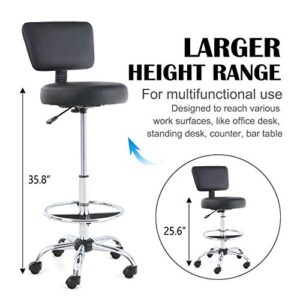 Sophia & William Office Chair Drafting Chair Swivel Round Rolling Stool Adjustable Desk Chair Mid Back Ergonomic Computer Chair with Wheels for Standing Desk, Salon, Medical, Office, Black