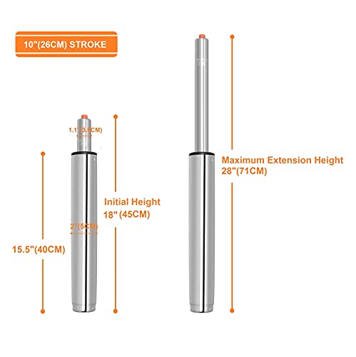 Mcdoofly Drafting Stool Bar Stool Gas Lift Cylinder Replacement Part,Tall Heavy Duty Hydraulic Pneumatic Piston for Drafting Chair(Size:18”- 28” Long)